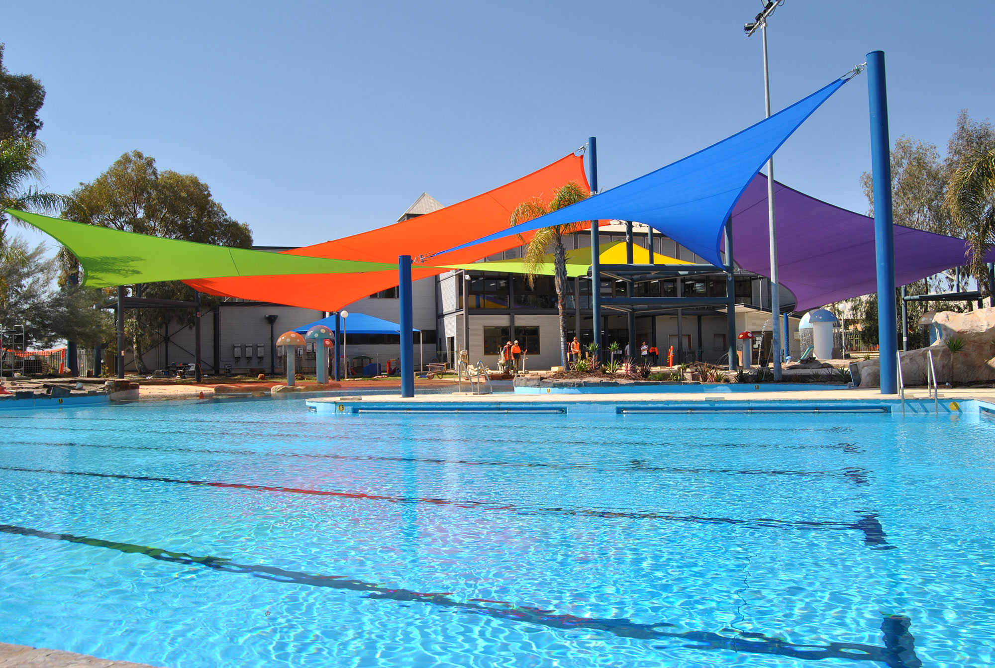 Pool Shade Sails and Structures for Water Parks and Aquatic Centres