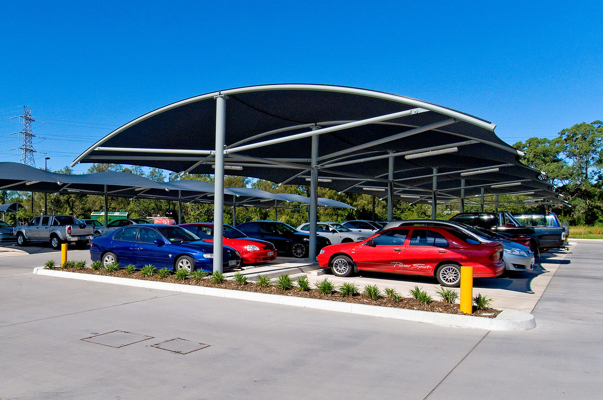 Tension Membrane Shade Sail Structures for Carparks