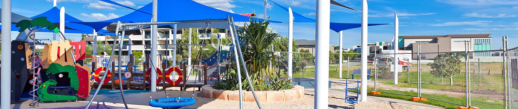 Bulimba Riverside Park shade sails and shade structures | Council park ...
